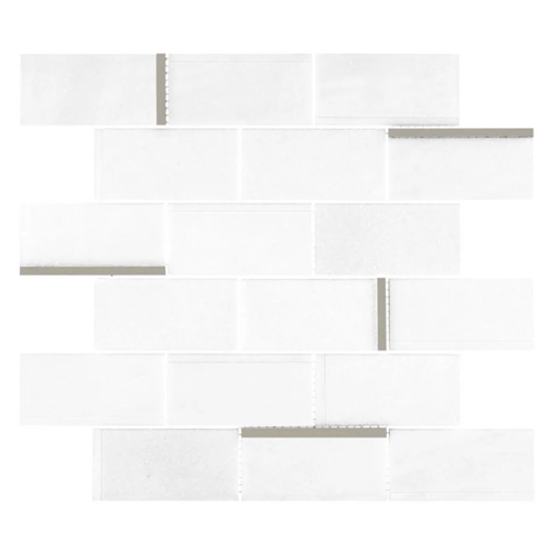 Jeffrey Court Cubist Thassos Honed & Brushed Marble Mosaic — Stone ...