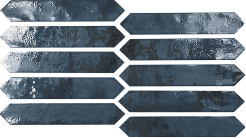 Tesoro Grunge Blue Picket Glossy Ceramic Tile | Lowest Price — Stone ...