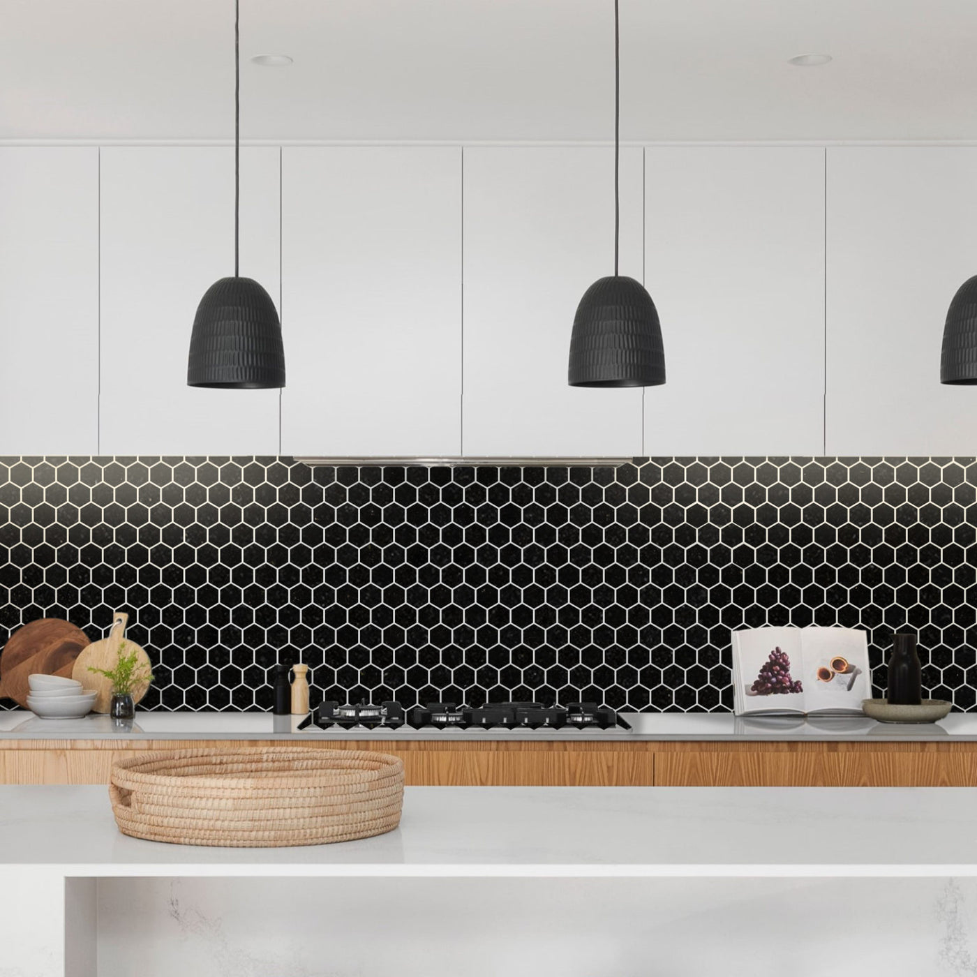 Absolute Black Granite Mosaic - 2" Hexagon | Stone & Tile Shoppe