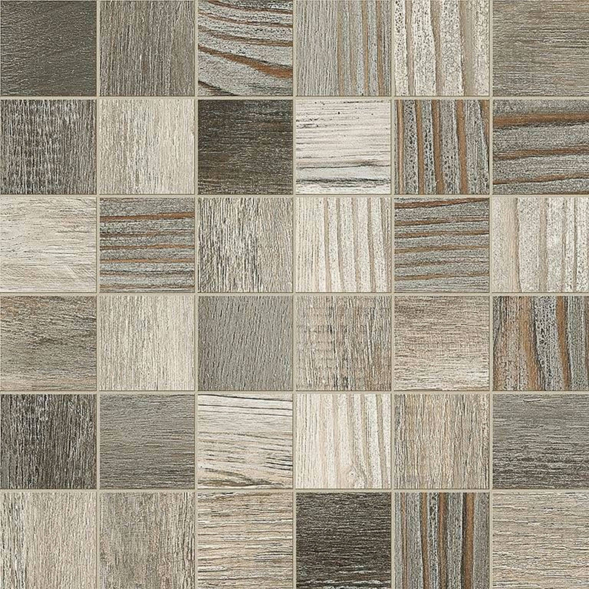 Full Sheet Sample - Barn Wood Grey Porcelain Mosaic - 13" x 13" x 10.5 ...