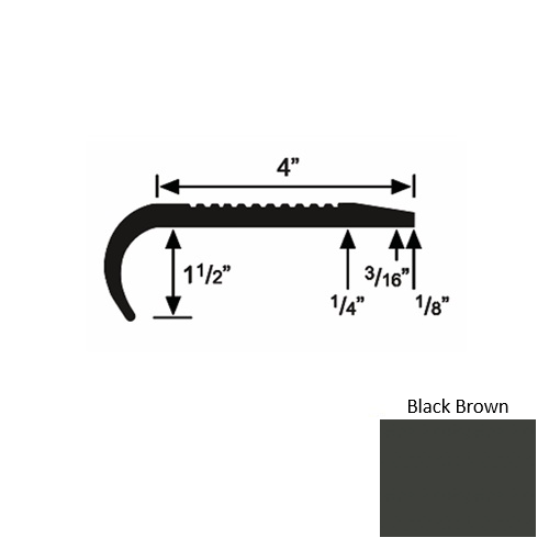 Roppe Solid 193 Black Brown Rubber Commercial Stair Nosing — Stone ...