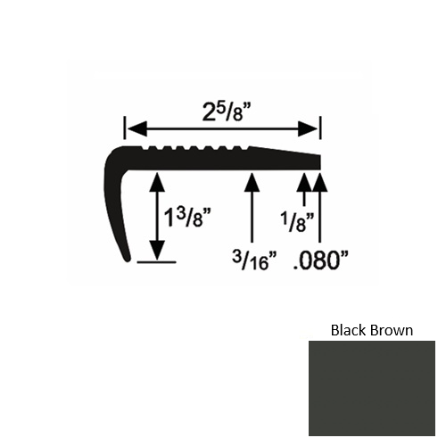 Roppe Solid 193 Black Brown Rubber Residential Stair Nosing — Stone ...