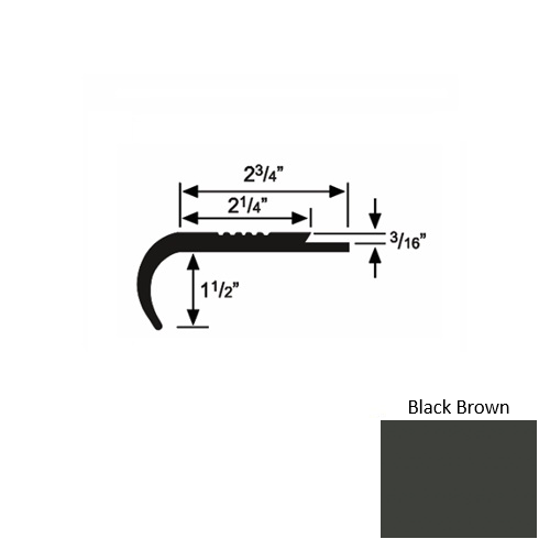 Roppe Solid 193 Black Brown Rubber Underlap Stair Nosing — Stone & Tile ...