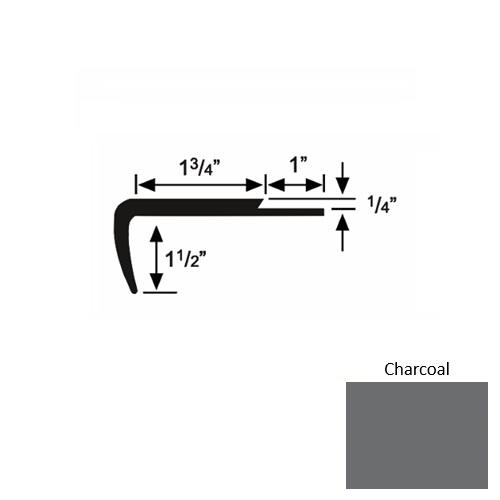 Roppe Solid 123 Charcoal Rubber Single Flange Carpet Stair Nosing ...