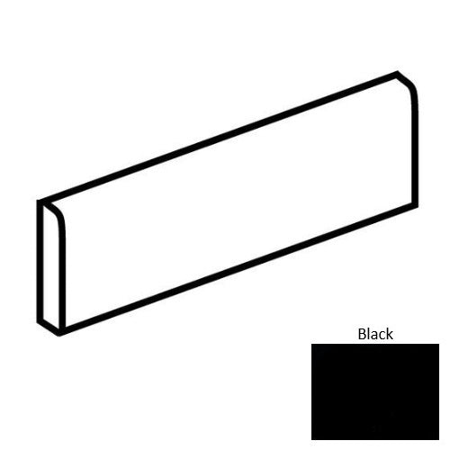 American Olean Color Story Wall 0049 Black Ceramic Bullnose 8" Side ...
