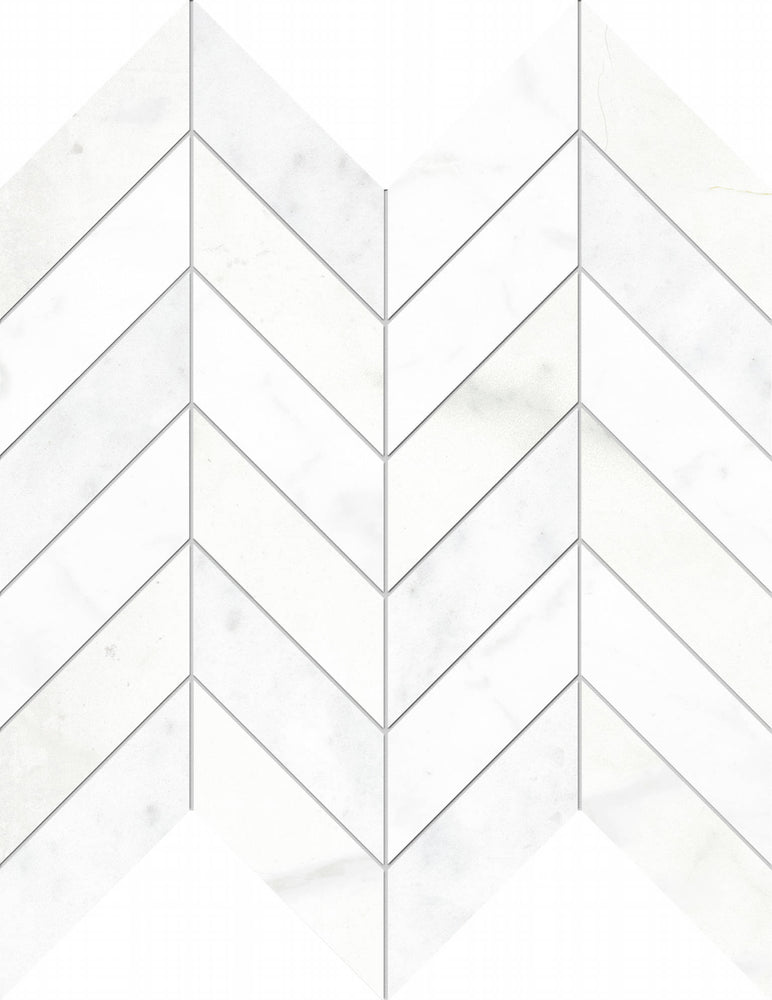 Full Sheet Sample - Concert White Chevron Porcelain Mosaic - 12" x 12 ...