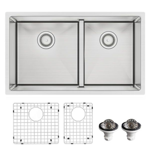 Karran EL-77-PK1 Elite Stainless Steel Undermount Double Bowl Kitchen ...