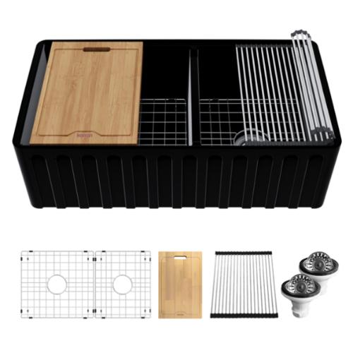 Karran FCWSF33DBMB.PK1 Matte Black Kitchen Sink - 33" x 17 1/2" x 10 ...