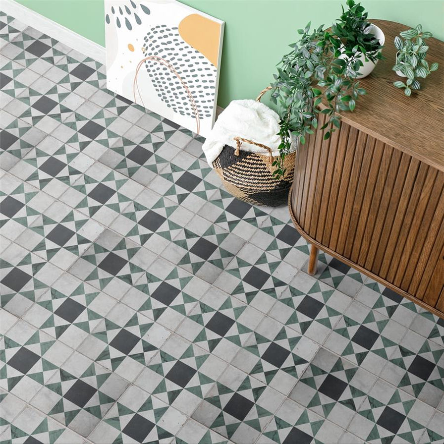 Somer Tile Renaissance Emerald Deco Cross Matte Porcelain Tile — Stone & Tile Shoppe, Inc.