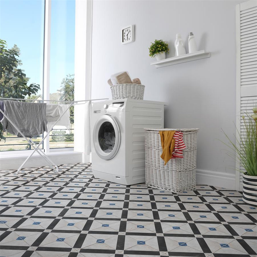 Somer Tile Renaissance Indigo Deco Frame Matte Porcelain Tile — Stone & Tile Shoppe, Inc.