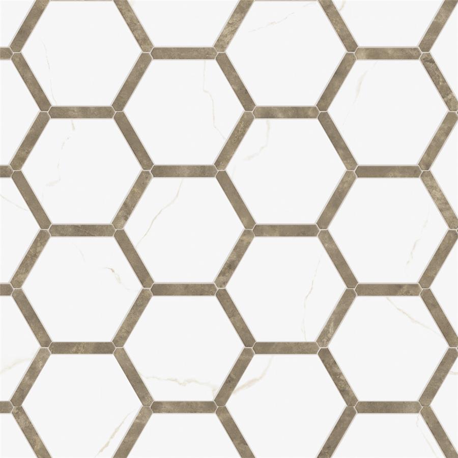 Somer Tile Marcotto Panal Calacatta Gold with Terra Picket Tile — Stone & Tile Shoppe, Inc.