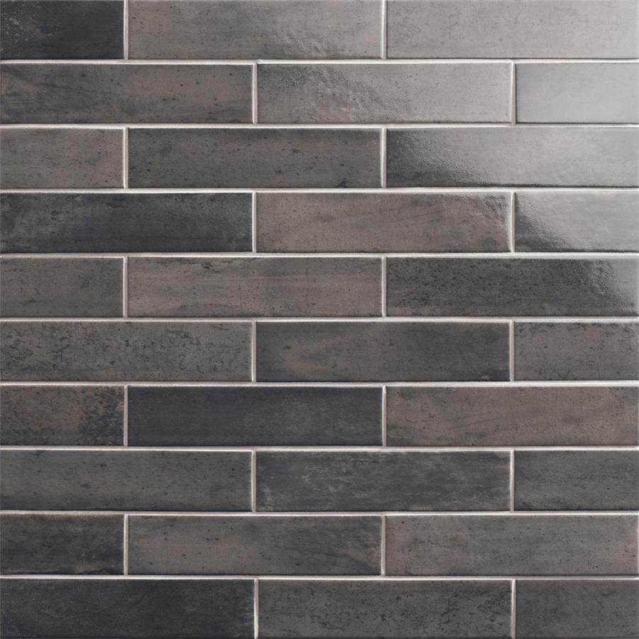 Somer Tile Capri Brick Nero Glossy Porcelain Tile | Lowest Price ...