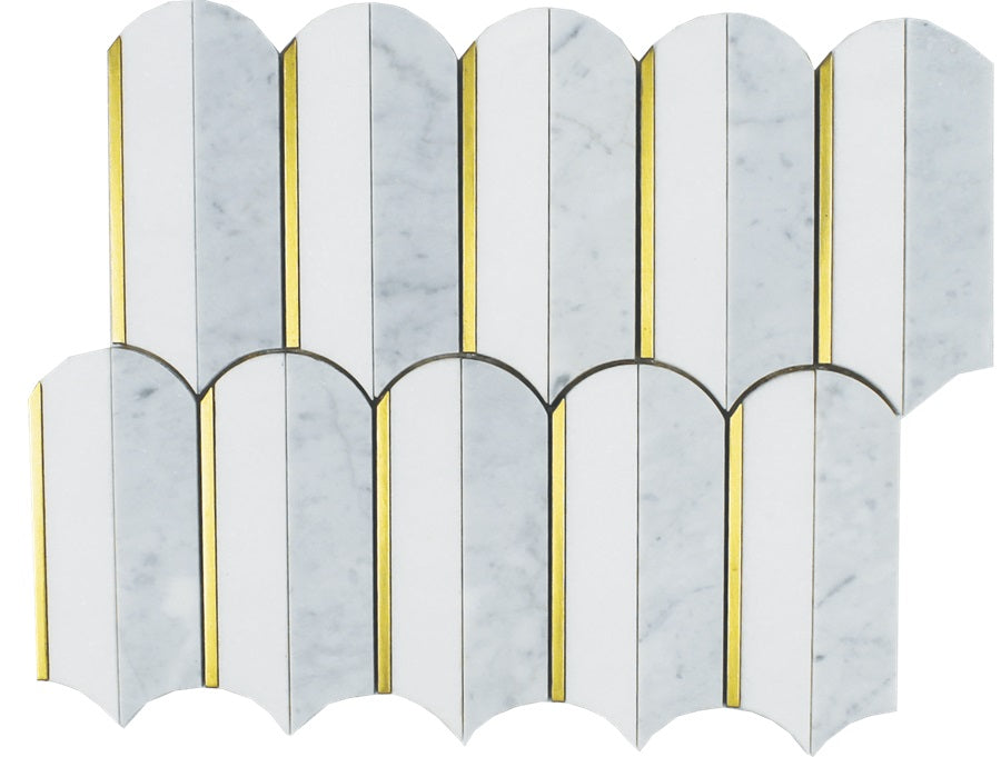 Full Sheet Sample - Showtime Thassos & Carrara With Metal Inlay Quill ...