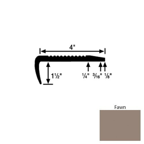Roppe Solid Fawn Rubber Commercial Stair Nosing with 2" Abrasive Strip ...