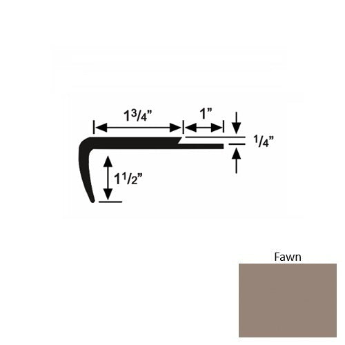 Roppe Solid 140 Fawn Rubber Single Flange Carpet Stair Nosing — Stone ...