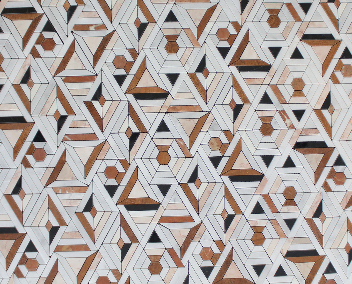 Full Sheet Sample - Framework Marble Mosaic - 12" x 12" x 3/8" Polishe ...