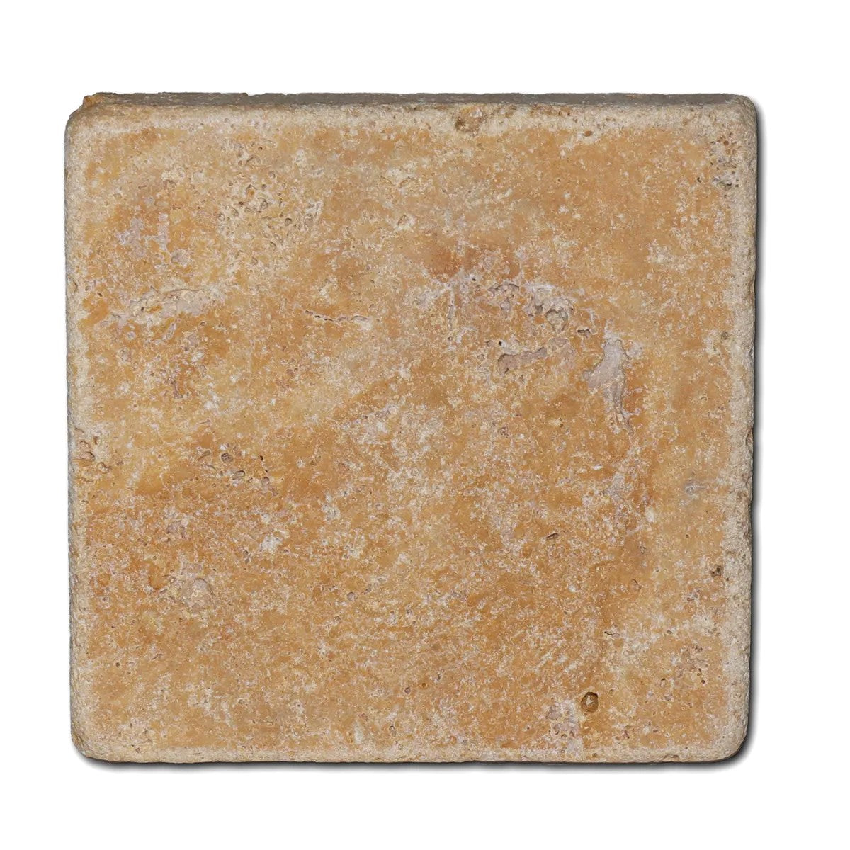 Full Tile Sample - Golden Sienna Travertine Sample - 4" x 4" x 3/8" An ...