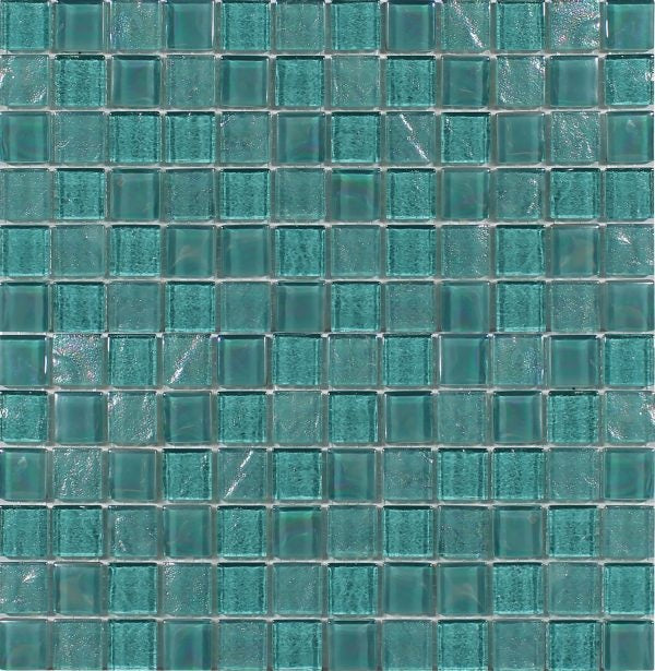 Full Sheet Sample - Aquatica Treasure Greenstone Glass Mosaic - 1" x 1 ...