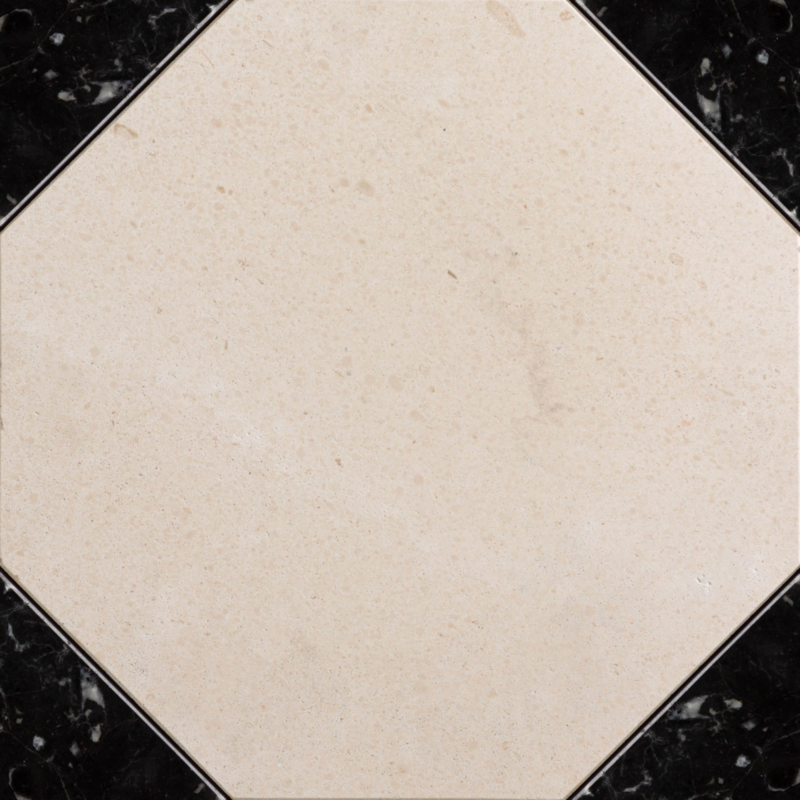 Capri Octagon Limestone with Nero Marquina Keys Honed Marble Tile ...