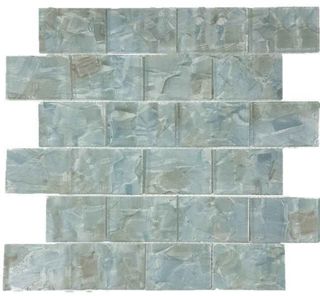 Full Sheet Sample - Aquatica Flower Hyancinth Staggered Glass Mosaic ...