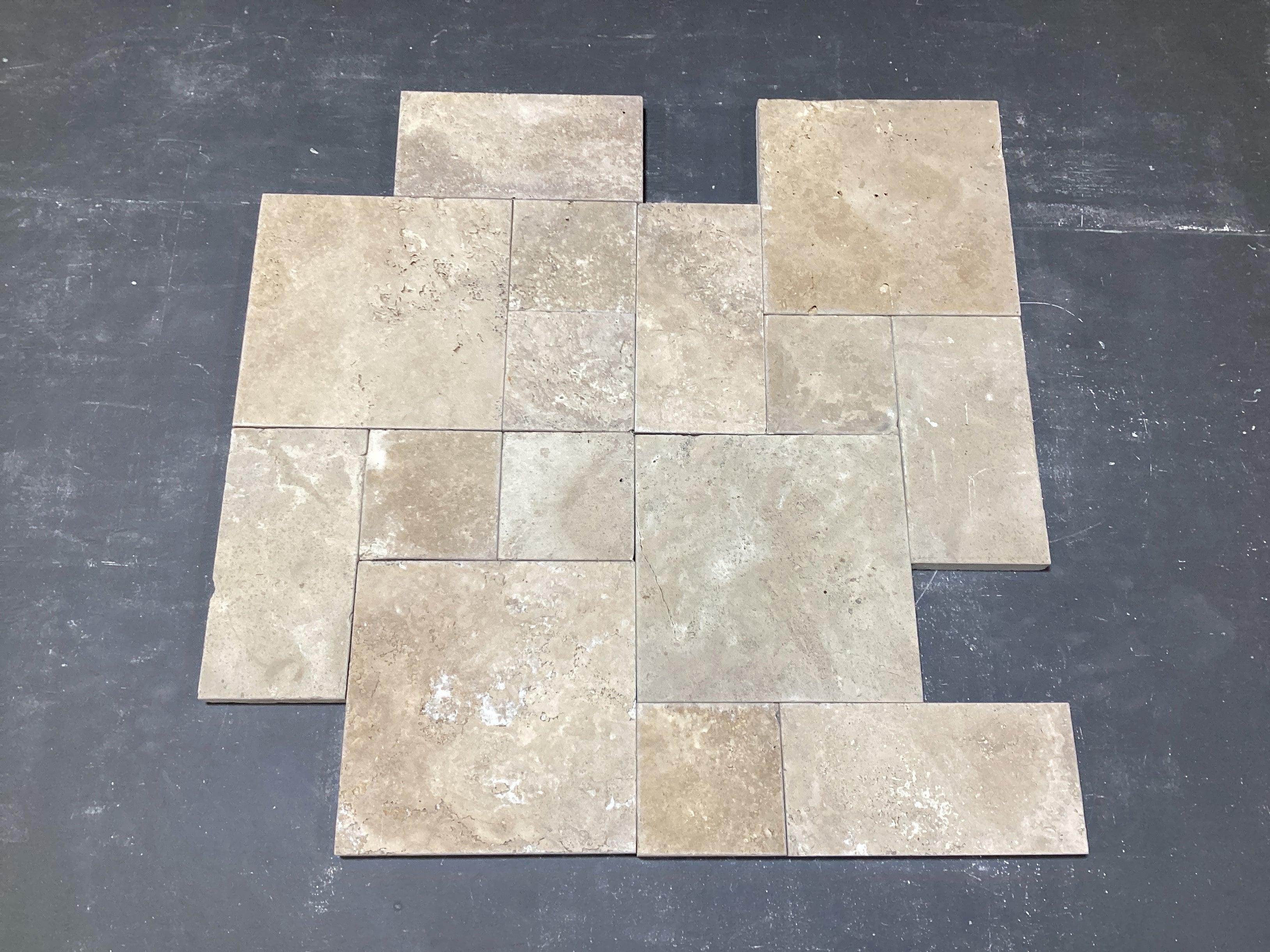 Ivory Cross Cut Tumbled Travertine Roman Paver Pattern | Lowest Price ...