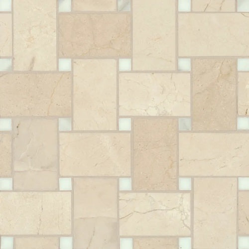 Bedrosians Jumbo CRE Crema Marfil & Calacatta Dot Honed Marble Mosaic ...