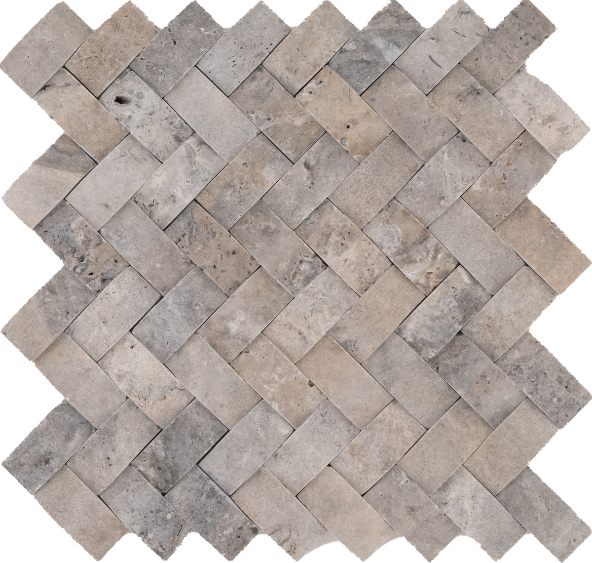Keystone Tile Nordic Silver Concave Braid Honed Travertine Mosaic ...
