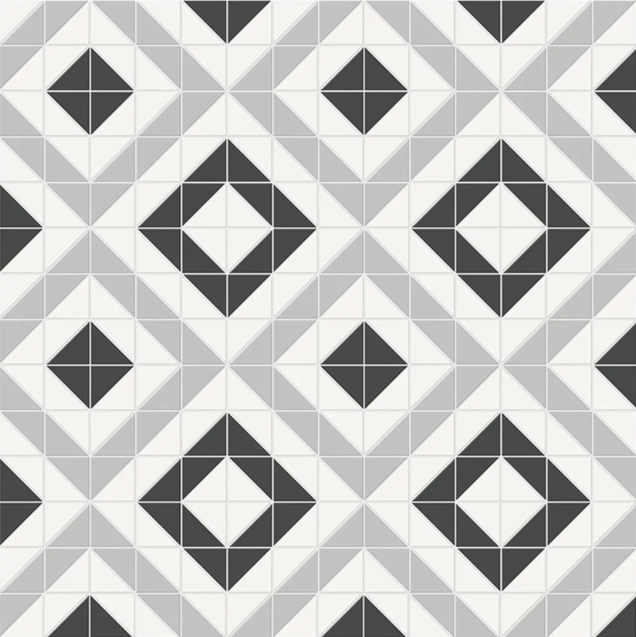 Full Sheet Sample - Soho Midnight Blend Cubic Pattern Porcelain Mosaic ...