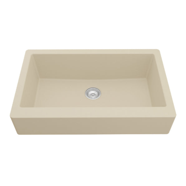 Karran QAR-740-BI Bisque Farmhouse/Apron Front Single Bowl Kitchen Sink ...