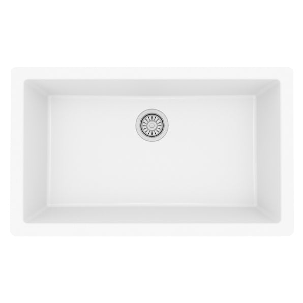 Karran QU-812-WH White Undermount Single Bowl Kitchen Sink — Stone ...