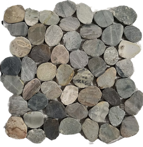Stanza International Island Flat Fossil Blue Interlocking Pebble Mosaic ...
