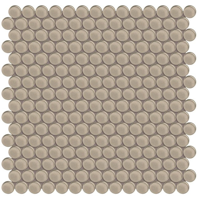 Full Sheet Sample - Aquatica Element Smoke Penny Round Glass Mosaic ...