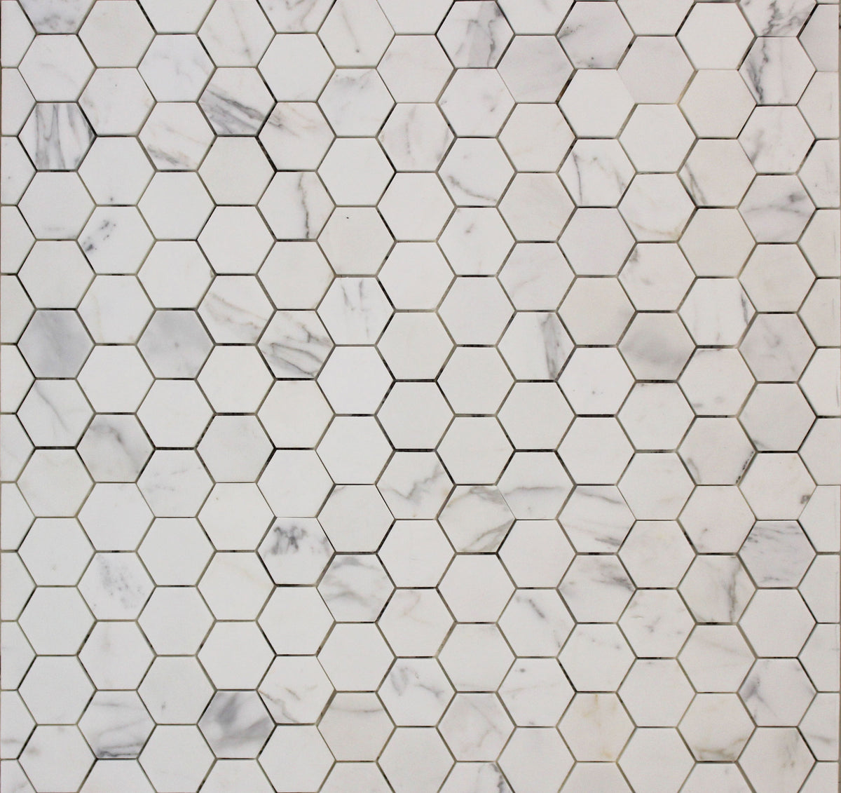 Full Sheet Sample - Statuary White Marble Mosaic - 2" x 2" x 3/8" Hone ...