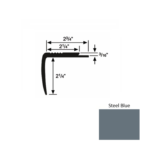 Roppe Solid 177 Steel Blue Rubber Modified Underlap Stair Nosing ...
