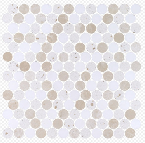 Full Sheet Sample - Venice Sand Penny Round Natural Stone Mosaic - 11 ...