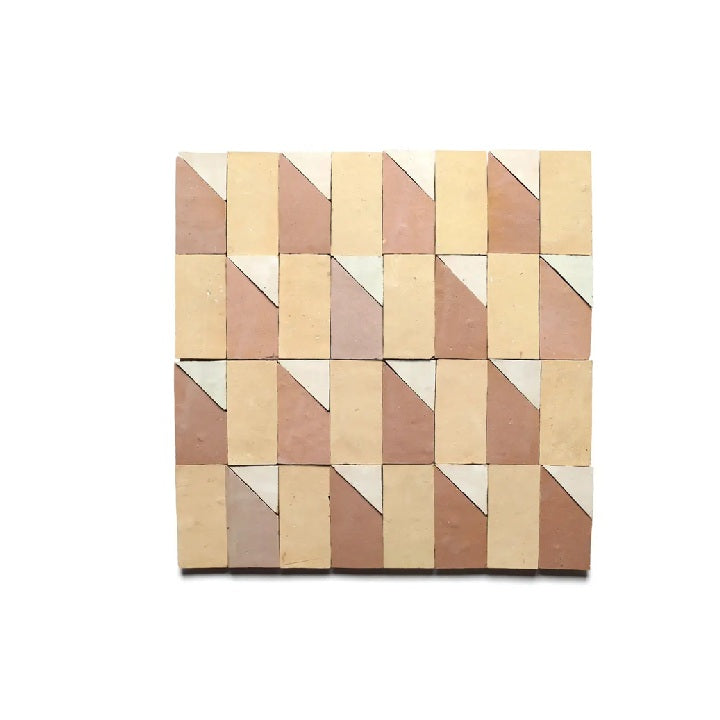 Full Sheet Sample - Zellige Radian 2 Offset Clay Mosaic - 2" x 2" + 2 ...