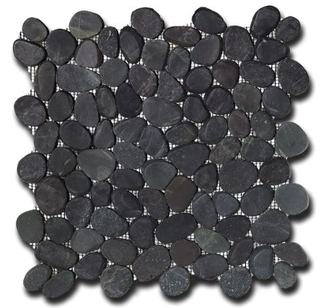 Black Pebble Mosaic - 12" x 12" Flat & Flat Tumbled | Lowest Price ...