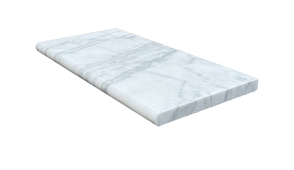 Carrara Equinox Sandblasted & Brushed Marble Bullnose Coping — Stone ...