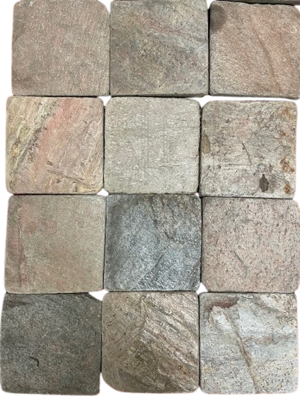 Full Tile Sample - Copper Slate Tile - 4" x 4" x 3/8" - 9/16" Tumbled ...