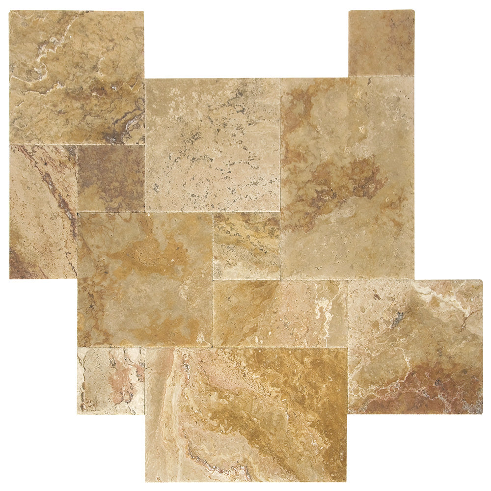 Antique Blend Chiseled & Brushed Travertine Versailles Pattern — Stone ...