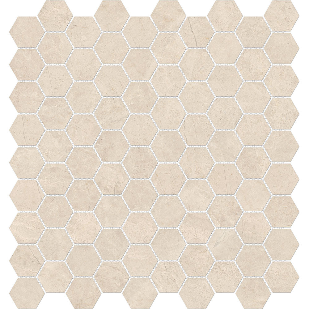 Full Sheet Sample - Mayfair Allure Ivory Hexagon Porcelain Mosaic - 1 ...