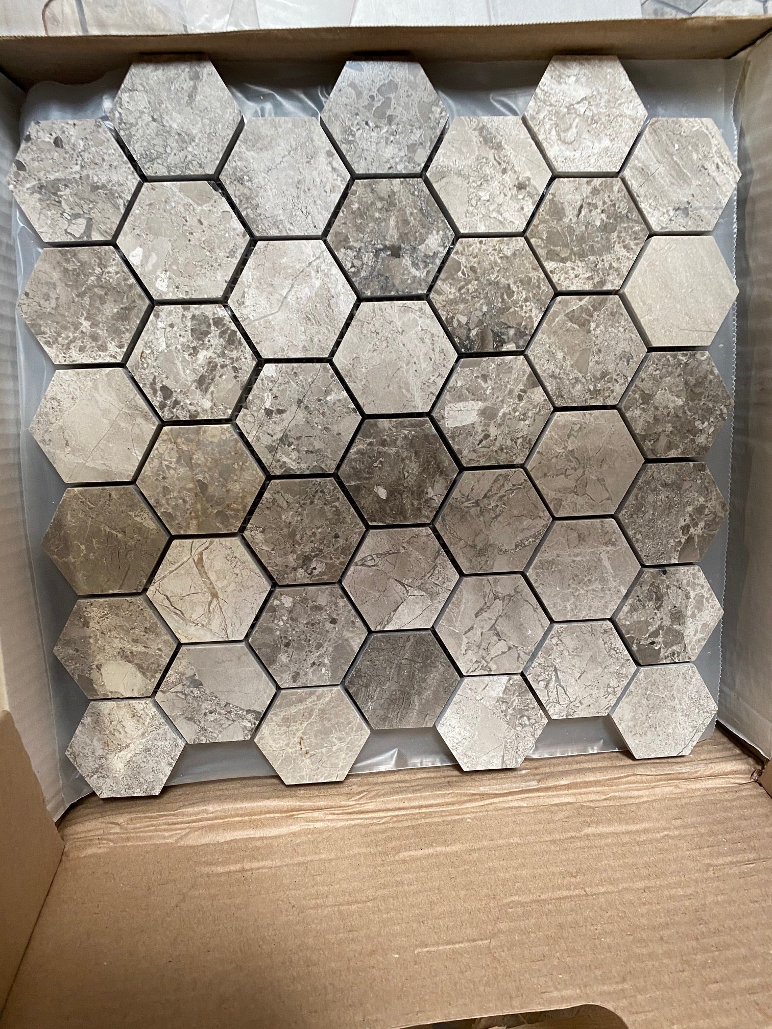 Atlantic Gray Marble Mosaic - 2" Hexagon | Stone & Tile Shoppe