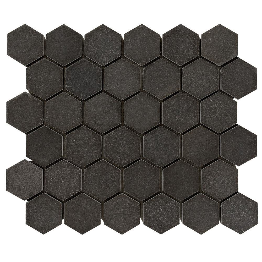 Basalt Dark Basalt Mosaic - 2" Hexagon Honed | Stone & Tile Shoppe
