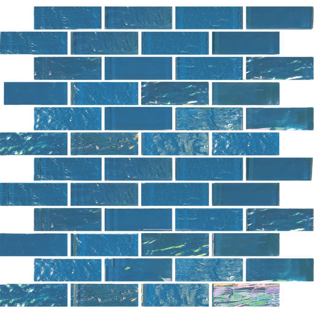Full Sheet Sample - Aquatica Nautical Bimini Blue Staggered Glass Mosa ...