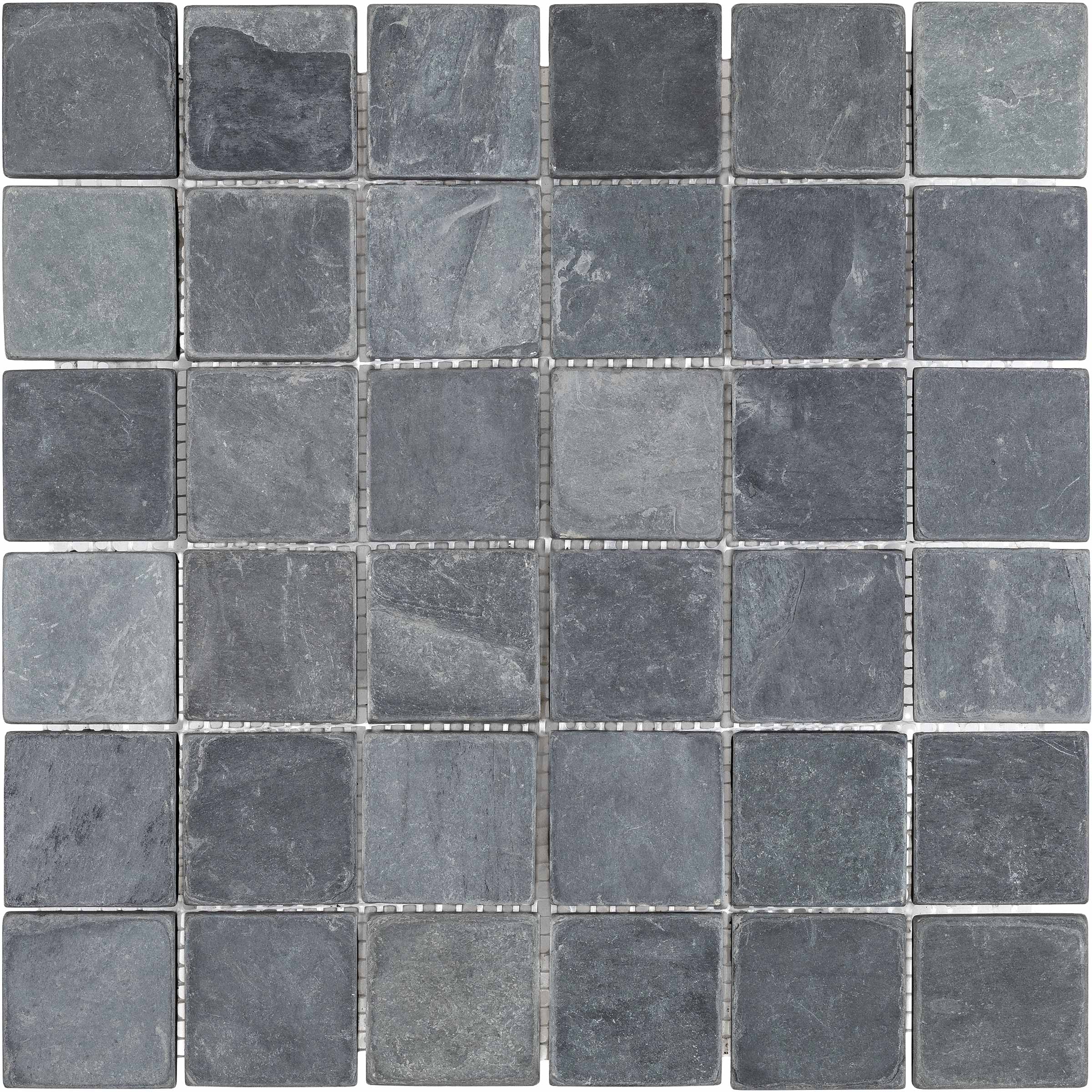 Slate Mosaic Floor Tile Roma Splitface Black Slate 10cm X 36cm Mosaic