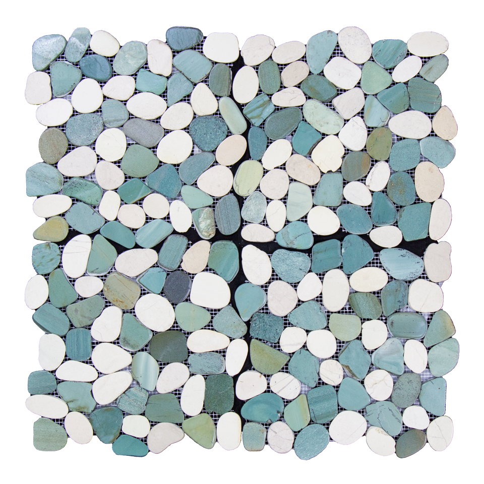 Blue Ice Marble Pebble - 12" x 12" Flat Matte | Stone & Tile Shoppe