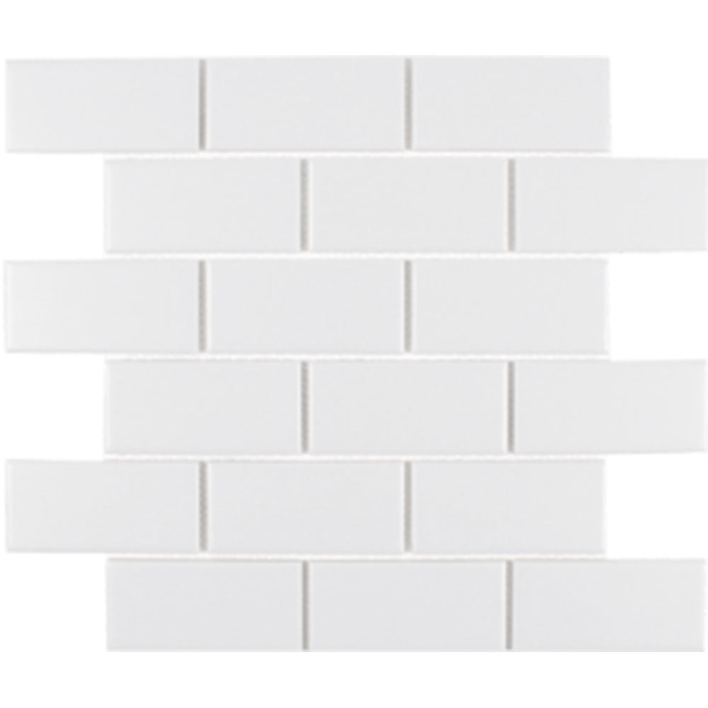Full Sheet Sample - Gallery Bright White Brick Porcelain Mosaic - 2" x ...