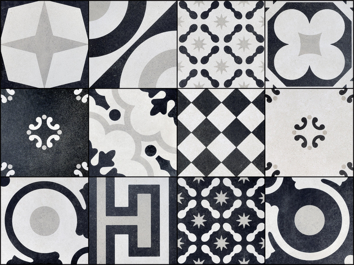 Arizona Tile Cementine Black & White Mix Natural Porcelain Tile — Stone ...