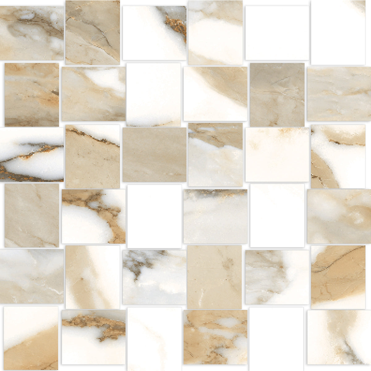 Happy Floors Crash Beige Natural & Polished Porcelain Mosaic — Stone ...