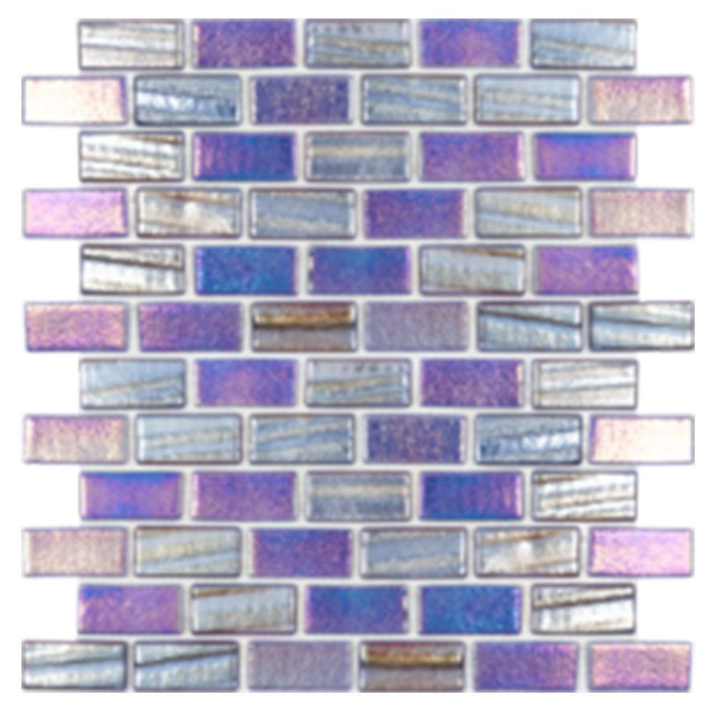 Full Sheet Sample - Illusions Dark Blue Deco Staggered Glass Mosaic ...